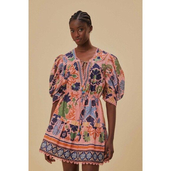 FARM Rio | Dresses | Farm Rio Anthropologie Pink Seashell Tapestry Mini ...